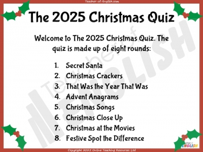 2025 Christmas Quiz for KS3 and KS4 teaching resources activities