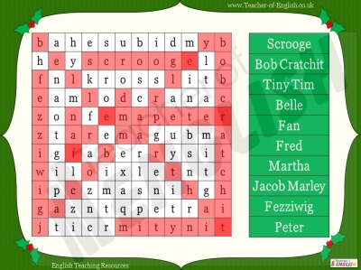 A Christmas Carol Word Search teaching resources activities