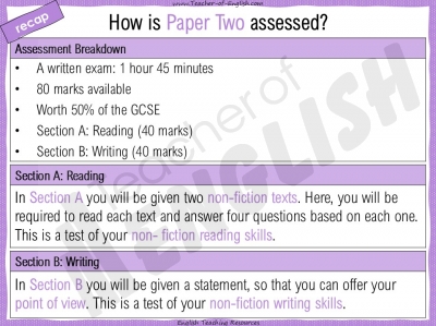 AQA GCSE English Language Exam Preparation - Paper 2, Section B ...