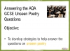 AQA GCSE English Literature Unseen Poetry teaching resources lessons