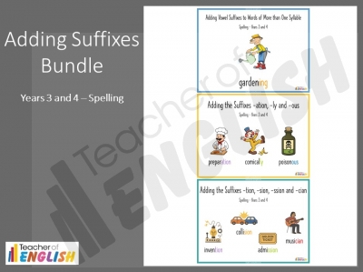 Adding Suffixes Bundle - Years 3 and 4 teaching resources lesson