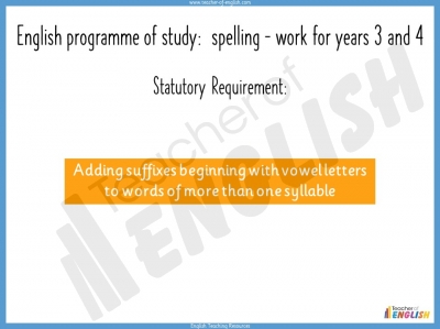 Adding Vowel Suffixes to Words of More than One Syllable - Years 3 and ...