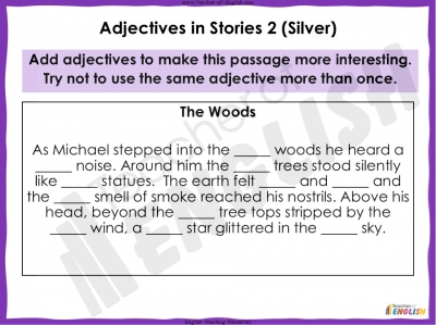Adjectives in Stories teaching resources lesson