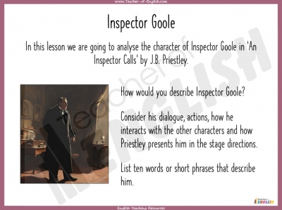 An Inspector Calls - Inspector Goole teaching resources lesson