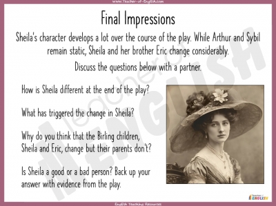 An Inspector Calls - Sheila Birling teaching resources lesson