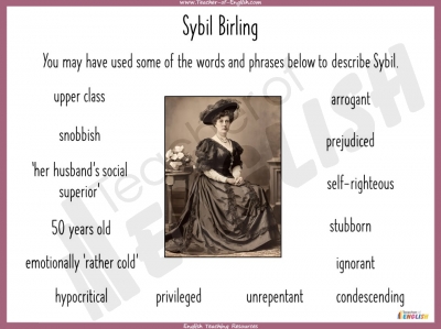 An Inspector Calls - Sybil Birling teaching resources lesson