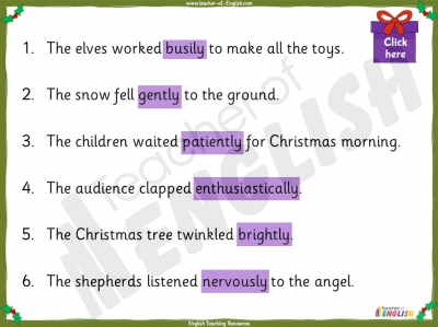 Christmas Adverbs - KS1 teaching resources lesson
