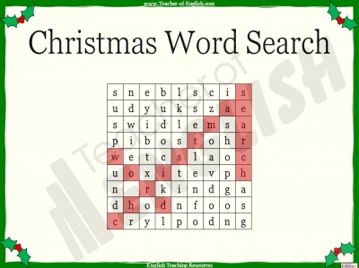 Christmas Word Search teaching resources KS1/2 activities