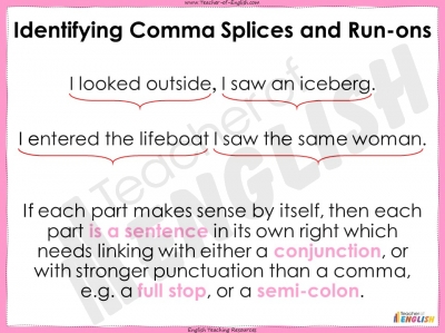 Comma Splicing - KS2 teaching resources lessons