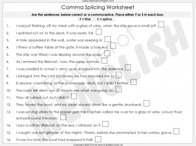 Comma Splicing - KS2 teaching resources lessons