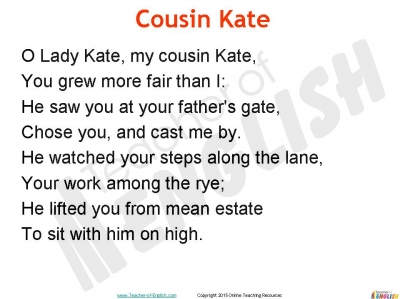 Cousin Kate by Christina Rossetti teaching resources lessons