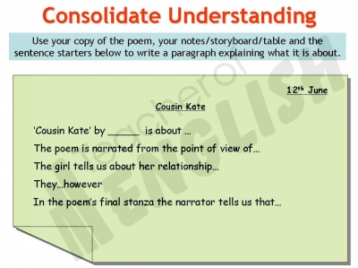 Cousin Kate by Christina Rossetti teaching resources lessons