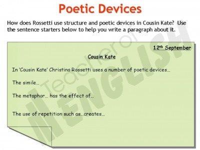 Cousin Kate by Christina Rossetti teaching resources lessons