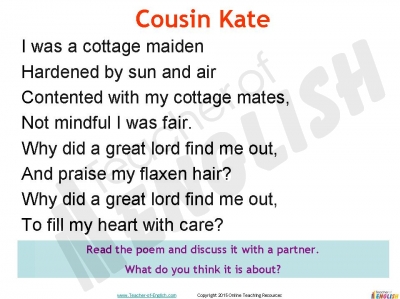 Cousin Kate by Christina Rossetti teaching resources lessons