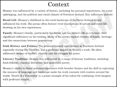 Death of a Naturalist teaching resources lessons