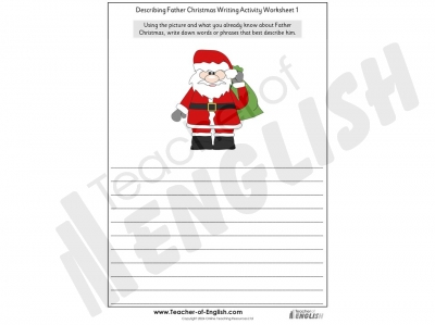 Describing Father Christmas Writing Activity teaching resources lesson