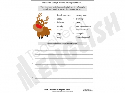 Describing Rudolph Writing Activity teaching resources lesson