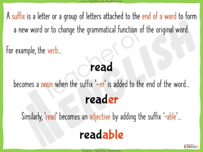 Developing Reading Skills - Suffixes teaching resources lessons