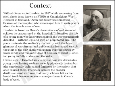 Disabled - Wilfred Owen teaching resources lessons