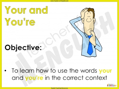 Easily Confused Words - Your and You're teaching resources KS2 lesson