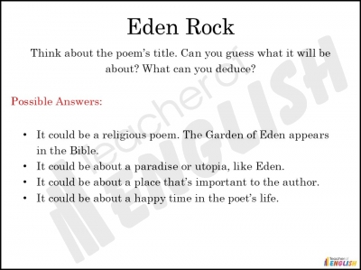 Eden Rock teaching resources lessons