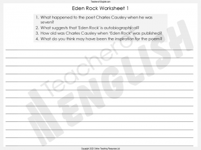 Eden Rock teaching resources lessons