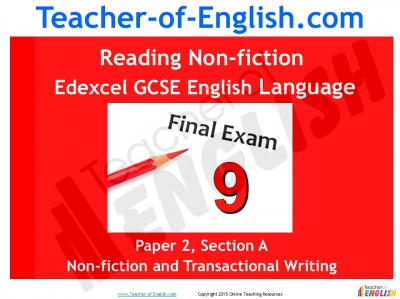 Edexcel GCSE English Reading Non fiction Texts teaching resources unit ...