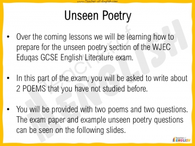 Eduqas GCSE English Literature Unseen Poetry teaching resources lessons