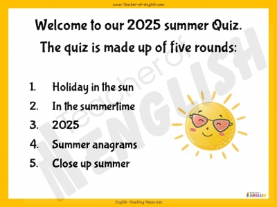 End of Year Summer Quiz 2025 teaching resources activities