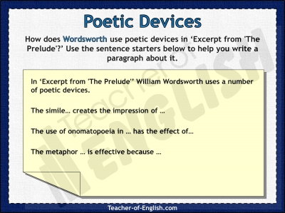 Excerpt from The Prelude - Wordsworth teaching resources lessons