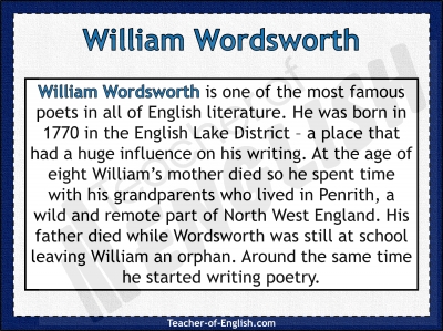 Excerpt from The Prelude - Wordsworth teaching resources lessons