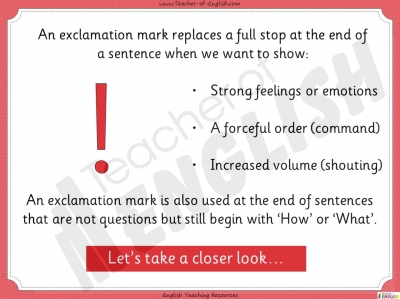 Exclamation Marks - Year 1 teaching resources lesson