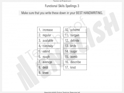 Functional Skills English - Entry Level 3 teaching resources unit of work