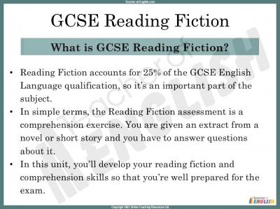GCSE Reading Fiction Skills teaching resources lessons