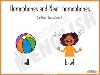 Homophones and Near-homophones - Years 3 and 4 teaching resources lesson