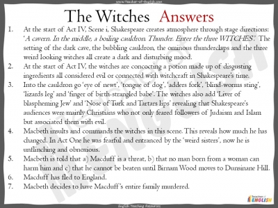 Macbeth - Act 4 teaching resources lesson