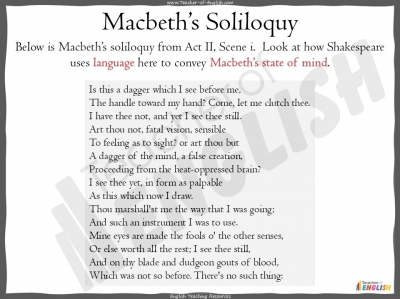 Macbeth - Is this a dagger which I see before me teaching resources lessons
