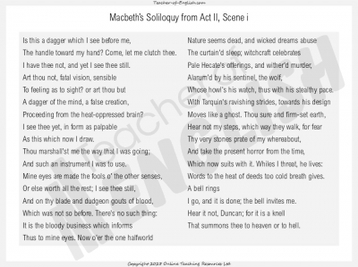 Macbeth - Is this a dagger which I see before me teaching resources lessons