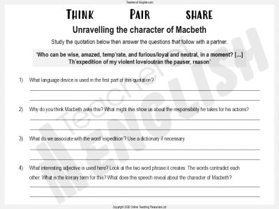 Macbeth - Lady Macbeth and Macbeth teaching resources lessons