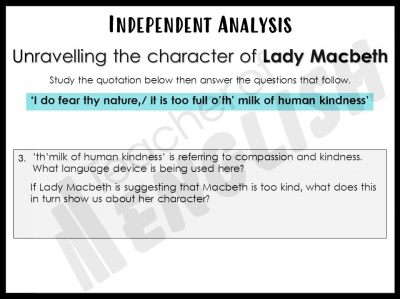 Macbeth - Lady Macbeth and Macbeth teaching resources lessons