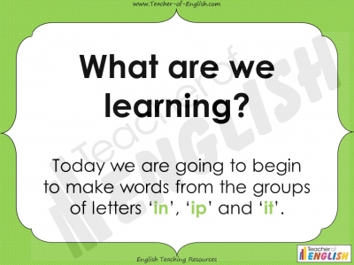 Making Words - 'in', 'ip' and 'it' teaching resources lessons