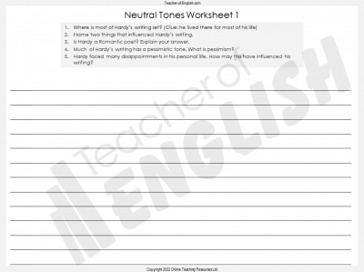 Neutral Tones - AQA teaching resources lessons
