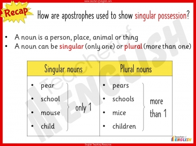 Possessive Apostrophes - Years 3 and 4 teaching resources lesson