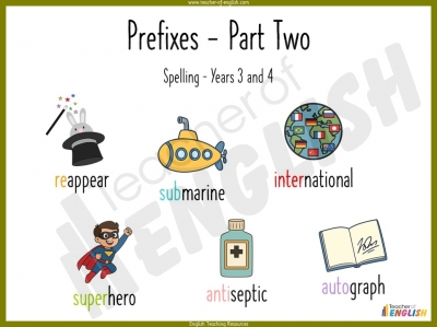 Prefixes - Part Two - Years 3 and 4 teaching resources lesson