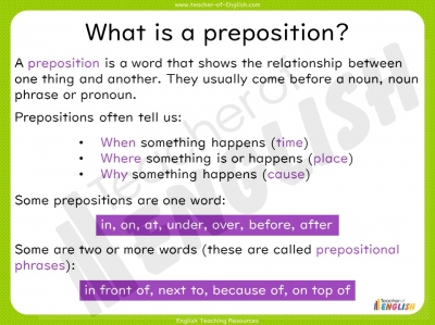 Prepositions - Years 3 and 4 teaching resources lesson