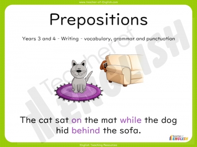 Prepositions - Years 3 and 4 teaching resources lesson