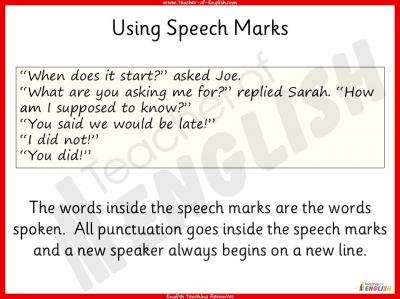 Punctuating Speech teaching resources lessons