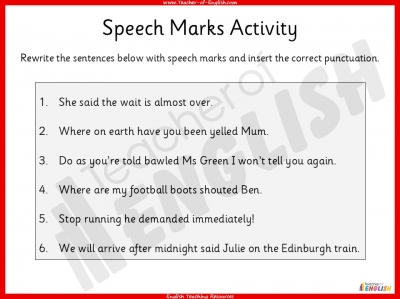 Punctuating Speech teaching resources lessons