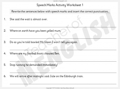 Punctuating Speech teaching resources lessons