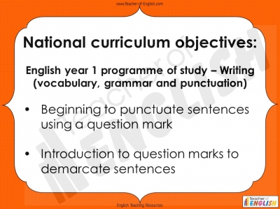 Question Marks - Year 1 teaching resources lesson